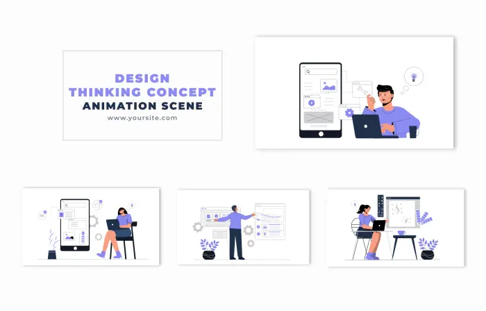 Website Designer Flat Character Animation Scene Template After